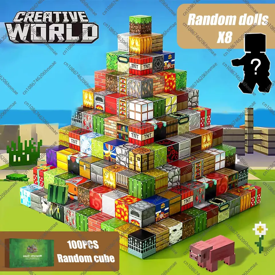 100 Bloques Construcción Magnéticos Minecraft + 8 Figuras » Michollo.com