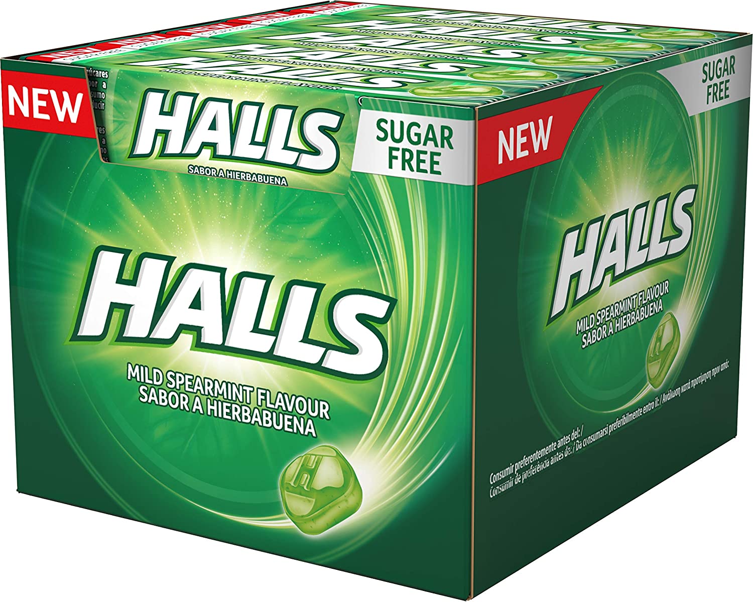 Caja con 20 paquetes de caramelos Halls Hierbabuena » Michollo.com