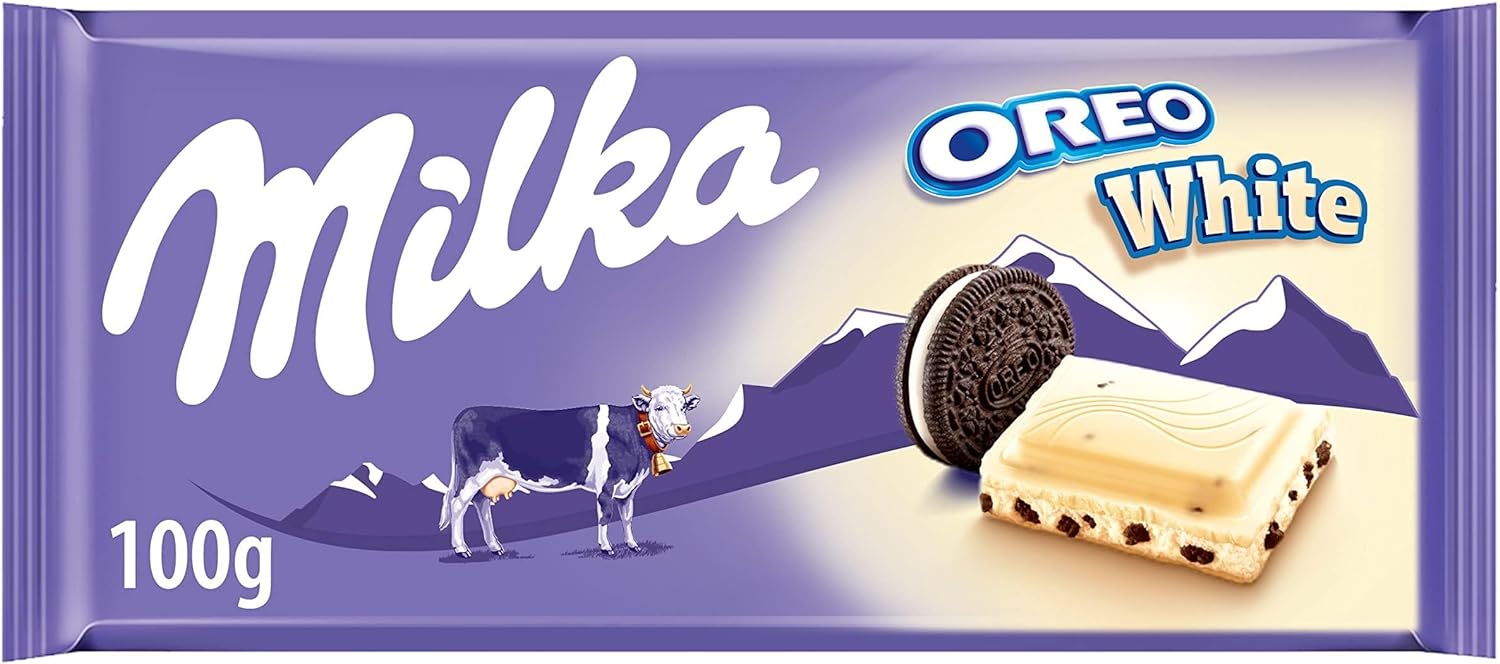 Tableta Milka de chocolate blanco con trozos de Oreo y vainilla 100g ...