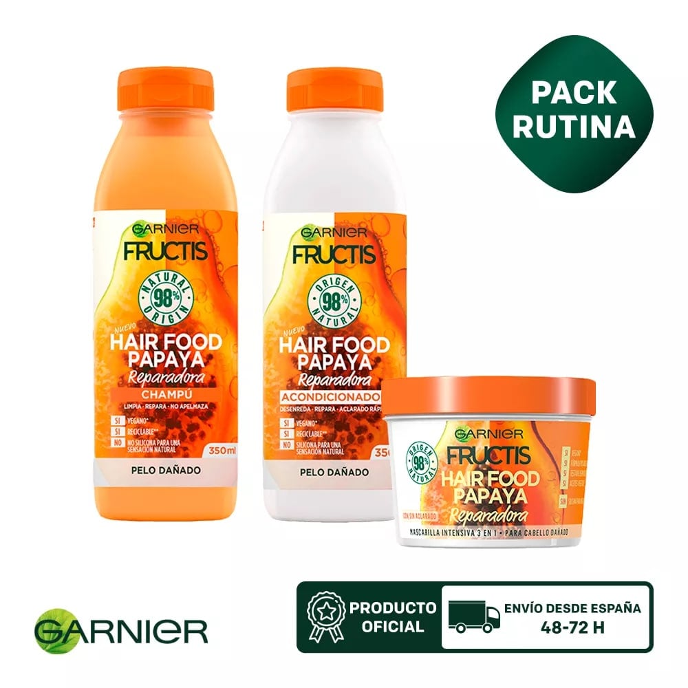 GARNIER Fructis Hair Food Champu + Mascarilla para Pelo Seco 3 en 1 ...