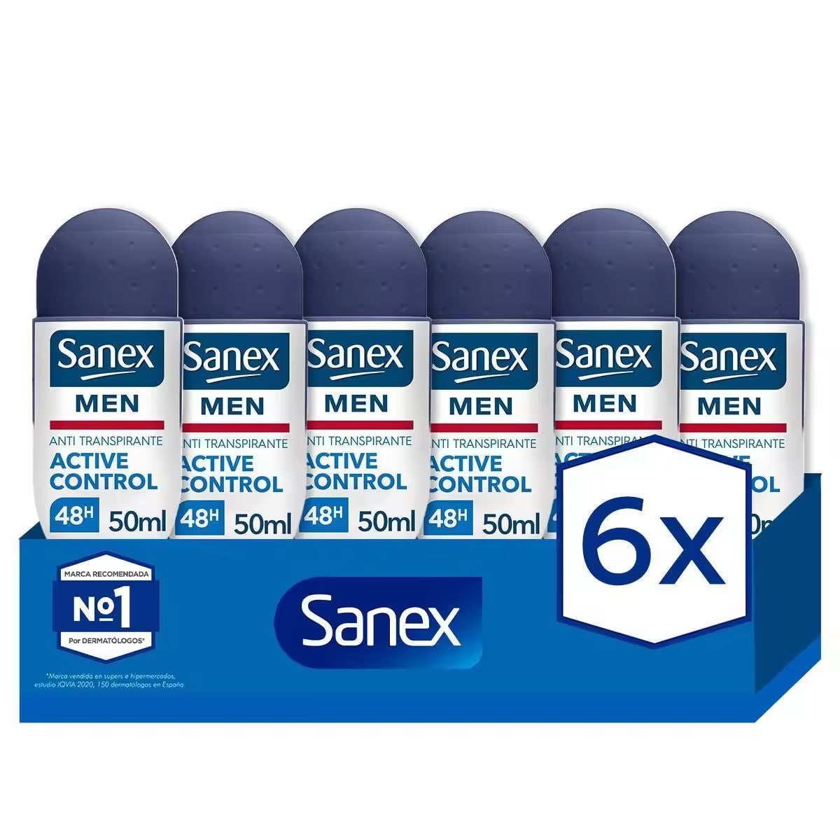Pack 6 Desodorante roll-on para hombre Sanex Men Active Control 50ml ...